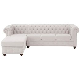 Home Affaire Chesterfield-Sofa &raquo;New Castle L-Form&laquo; hochwertige Knopfheftung in Chesterfield-Design, B/T/H: 255(171/72) silber B/H/T: 255cm x 72cm x 