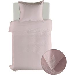 YELLOW Bettw&auml;sche &raquo;Suite-Saint-Tropez&laquo; 2 Bettw&auml;sche aus 55% Leinen und 45% Baumwolle, hochwertiges Perkal rosa Leinen-Perkal, Obermaterial: 100% 