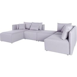 OTTO home Wohnlandschaft &raquo;N&ouml;re U-Form&laquo; 5 Teile, in vielen Bezugsqualit&auml;ten und Farben s. auch "N&ouml;re" grau Struktur fein (100% Polyester);Struktur (100