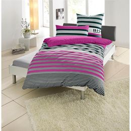 OTTO home Bettw&auml;sche &raquo;Majoran&laquo; 3 Stk. gestreifte Bettw&auml;sche, Marke H.I.S by OTTO home lila Linon, Obermaterial: 100% Baumwolle B/L: 240cm x 220cm, 1 