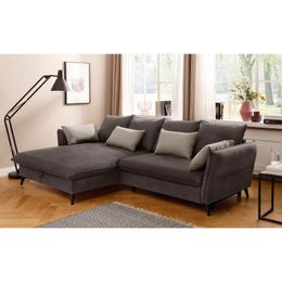 Home Affaire Ecksofa &raquo;Tirano, moderne Optik, komfortabel, Breite 274cm,L-Form&laquo; wahlweise mit Bettfunktion und Bettkasten braun B/H/T: 274cm x 88cm x 