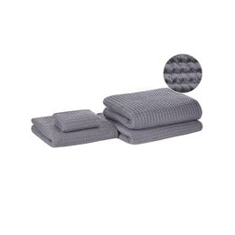 Beliani 4er-Set Handtuch AREORA in Grau | Gr.: onesize