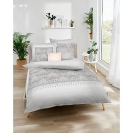 Kaeppel Bettw&auml;sche &raquo;Venice&laquo; 2 Stk. grau Mako-Satin, Obermaterial: 100% Baumwolle B/L: 155cm x 220cm, 1 Stk., 1 Stk., Mako-Satin, B/L: 80cm x 80cm, 2 Stk.