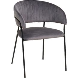 Salesfever Esszimmerstuhl &raquo;Idro Komfortabler Polsterstuhl&laquo; () 1 Stk.Abgerundeter R&uuml;cken mit L&auml;ngsstepppung grau Metall, Polyester B/H/T: 55cm x 80cm x