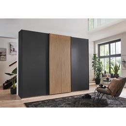 Wiemann Kleiderschrank &raquo;Denver&laquo; hochwertige Beschl&auml;ge grau Holzwerkstoff Graphit-Dekor, B/H/T: 295,2cm x 217cm x 67cm, T&uuml;ren: 3 Stk.