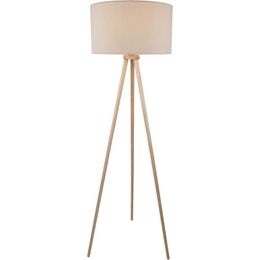 OTTO home Stehlampe &raquo;Torell - Dreibein Stehleuchte&laquo; E27 1 Stk. Textil, Dreibein Holz, exkl. LM E27, Leinen oder Cord, Textilschirm beige 1, &Oslash; 45cm H: 