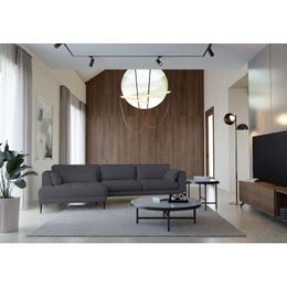 Trendmanufaktur Ecksofa &raquo;Luzi, wahlweise mit Schlaffunktion & Bettkasten., L-Form&laquo; Designsofa mit tollem Sitzkomfort, Metallf&uuml;&szlig;e schwarz, Breite 280 