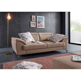 Sit & More sit&more 2,5-Sitzer &raquo;Percy&laquo; 15 cm Fu&szlig;h&ouml;he, Sitztiefenverstellung, wahlweise Kopfteilverstellung beige B/H/T: 207cm x 80cm x 112cm, Feinstruktur,mit 