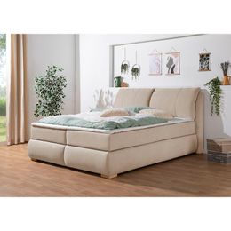 Home Affaire Boxspringbett &raquo;Breitenthal&laquo; abnehmbare R&uuml;ckenkissen mit Klettband beige Struktur (100% Polyester), Liegefl&auml;che B/L: 200cm x 200cm, 