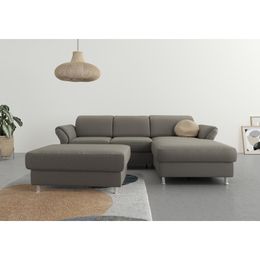 Sit & More sit&more Ecksofa &raquo;Apulia L-Form&laquo; wahlweise Schlaffunktion, Bettkasten und Kopf- und Armteilverstellung braun Webstoff (100% Polyester);Struktur weich 