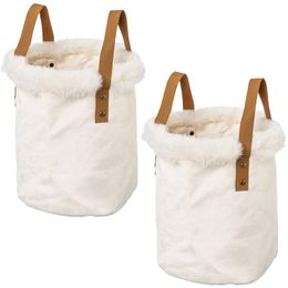 Creativ home Organizer &raquo;Weihnachtsdeko&laquo; mit Kunstfellrand und Henkel, H&ouml;he 20 cm, auch als &Uuml;bertopf geeignet beige Polyester Einheitsgr&ouml;&szlig;e