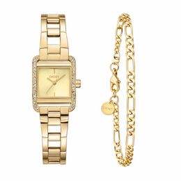 DKNY Damen DKNY Quarzuhr &raquo;Mini square Watch Set&laquo; Armbanduhr, Damenuhr, Edelstahlarmband, Ideal auch als Geschenk Einheitsgr&ouml;&szlig;e