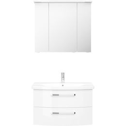 Badm&ouml;bel-Set &raquo;Serie 4010 2-teilig Keramik-Waschtisch mit LED-Spiegelschrank&laquo; Set wei&szlig; Holzwerkstoff B/H/T: 84cmcm x 200cmcm x 45cmcm