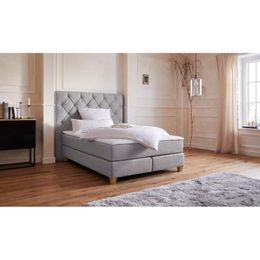 Home Affaire Boxspringbett &raquo;Harmones hoch&laquo; in 3 Breiten, H&auml;rtegrad auch im Mix mit je 1 Matratze in H2 und H3 grau Struktur (100% Polyester) Struktur,