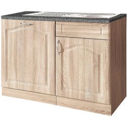 Wiho-K&uuml;chen wiho K&uuml;chen Sp&uuml;lenschrank &raquo;Linz&laquo; 110 cm breit, inkl. T&uuml;r/Sockel f&uuml;r Geschirrsp&uuml;ler, in Landhaus-Optik braun B/H/T: 110cm x 85cm x 60cm, T&uuml;ren: 2 Stk.