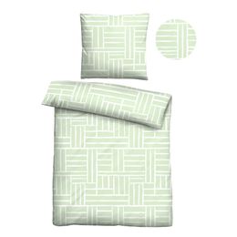 Bettw&auml;sche &raquo;0020370&laquo; 2 Stk. absolut b&uuml;gelfrei, 100% Baumwolle, mit Rei&szlig;verschluss, ganzj&auml;hrig gr&uuml;n Seersucker, Obermaterial: 100% Baumwolle B/L: 155cm