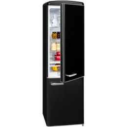 Exquisit K&uuml;hl-/Gefrierkombination &raquo;RKGC250-70-H-160E mattschwarz&laquo; 181 cm hoch 55 cm breit 244 L Volumen, 4 Sterne Gefrieren schwarz Rollen hinten - 