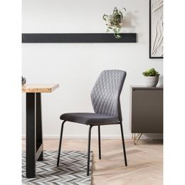 Salesfever 4-Fu&szlig;stuhl &raquo;Esszimmerstuhl mit elegantem Stil&laquo; (Set) 2 Stk.2er Set mit eleganter Wabensteppung im R&uuml;cken grau Metall, Polyester B/H/T: 