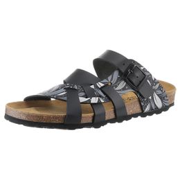 ANISTON SHOES Damen Pantolette, Gr. 40, schwarz-wei&szlig;, Lederimitat, Schuhe, Sommerschuh, Schlappen mit verstellbaren Schnallen