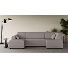 Home Affaire Wohnlandschaft &raquo;TAMMO&laquo; U-Form grau 100% Polyester B/H/T: 296cm x 80cm x 162cm, Struktur, Recamiere links