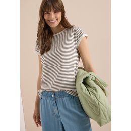 Cecil Damen T-Shirt, braun, Gr. XXL, gestreift, Web, 50% Baumwolle, 50% Modal, Shirts, im Streifen-Design