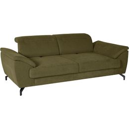 Sit & More sit&more 2,5-Sitzer &raquo;Percy&laquo; 12 cm Fu&szlig;h&ouml;he, Sitztiefenverstellung, wahlweise Kopfteilverstellung gr&uuml;n B/H/T: 207cm x 77cm x 112cm, Luxus-Microfaser 