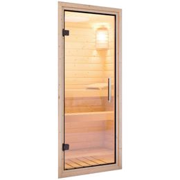Karibu Saunat&uuml;r &raquo;T&uuml;rpaket 38 + 40 mm&laquo; Klarglast&uuml;r transparent Glas, Massivholz 65,6cm, T&uuml;ranschlag wechselbar