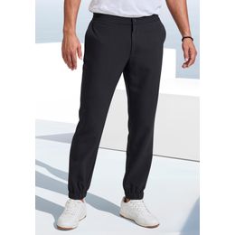 John Devin Herren Stoffhose "mit elastischen B&uuml;ndchen", schwarz, Gr. XXXL, unifarben, Web, Obermaterial: 77% Polyester, 17% Viskose, 6% Elasthan,