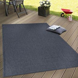 Paco Home Teppich &raquo;Timber 125&laquo; rechteckig 4 mm H&ouml;he Flachgewebe, Sisal Optik, auch als L&auml;ufer, In- und Outdoor geeignet blau Polypropylen B : 160cm 1 Stk., 4mm,