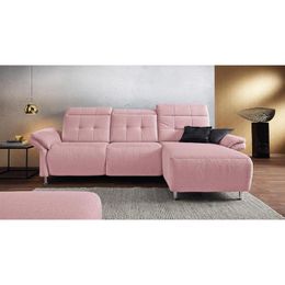 Home Affaire Ecksofa &raquo;Manhattan L-Form&laquo; 2 Sitze mit elektrischer Relaxfunktion, verstellbare Armlehnen rosa Kunstleder SOFTLUX ;Flachgewebe (100% 