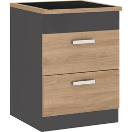 KOCHSTATION Kochfeldumbauschrank &raquo;KS-Gera&laquo; Breite 60 cm grau Holzwerkstoff grafit, B/H/T: 60cm x 85cm x 60cm