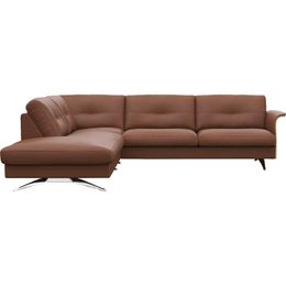 FLEXLUX Ecksofa &raquo;Glow, super bequem durch hochwertigem Sitzaufbau mit Federkern, L-Form&laquo; Skandinavisches Design, In hochwertiger Verarbeitung braun 
