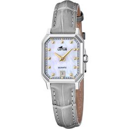 Lotus Damen Quarzuhr &raquo;Square Series&laquo; Armbanduhr, Damenuhr, Lederarmband, analog, Tag grau Einheitsgr&ouml;&szlig;e