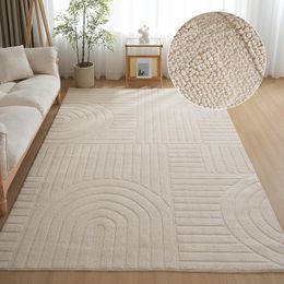 OTTO home Teppich &raquo;Neele, Boho-Design, Hoch-Tief, waschbar&laquo; rechteckig 12 mm H&ouml;he 3D Optik, Skandinavisch, Designteppich, Wohnzimmer, Schlafzimmer 