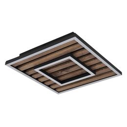 Globo LIGHTING LED Deckenleuchte &raquo;WOODY&laquo; LED-Modul 1 Stk. Warmwei&szlig; Deckenlampe, Wohnzimmer, Schlafzimmer, Design Lampe schwarz 1, H: 6cm, 1 Stk.