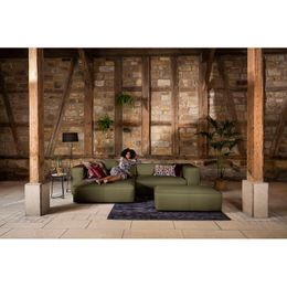 W.Schillig Ecksofa &raquo;around-the-block Mega-Sofa & Hocker, viel Platz, Breite 300cm, L-Form&laquo; inklusive Hocker, mit eleganter Biese, mit Federkern gr&uuml;n 