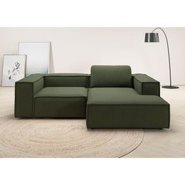 Home Affaire Ecksofa &raquo;Watertown, kompakte L-Form, 246 cm breite f&uuml;r kleinere R&auml;ume&laquo; modernes Ecksofa mit Feincordbezug, platzsparend & bequem gr&uuml;n 100