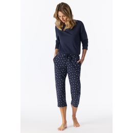 Schiesser Damen 3/4-Hose "Mix + Relax", Gr. 36, blau, Single Jersey, Obermaterial: 95% Baumwolle, 5% Elasthan, Hosen, Cotton-Mix, Gummizug,