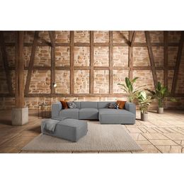 W.Schillig Ecksofa &raquo;around-the-block Mega Sofa, viel Platz und hoher Sitzkomfort, L-Form&laquo; mit eleganter Biese, mit Federkern, Breite 341 cm grau 