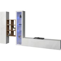 Home Affaire Wohnwand &raquo;Maruska&laquo; 1 Stk. tlg. wei&szlig; Holzwerkstoff B/H/T: 320cmcm x 180cmcm x 30cmcm
