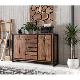 Sit Sideboard &raquo;Florenz Akazienholz Kommode mit Baumkante & Metallgestell&laquo; Akazienholz mit nat&uuml;rlichen Holzkanten & Metallgestell beige Massivholz, 