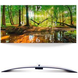 Artland Wanduhr &raquo;Wald mit Bach&laquo; wahlweise mit Quarz- oder Funkuhrwerk, lautlos ohne Tickger&auml;usche gr&uuml;n B/H/T: 60cm x 30cm x 0,3cm, Funkuhr
