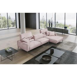 Egoitaliano Ecksofa &raquo;Masu, Design trifft sensationellen Sitzkomfort, Breite 277cm, L-Form&laquo; inkl. 2 Kissenrollen, R&uuml;ckenelemente manuell verstellbar, Metallf&uuml;&szlig;e 