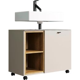Welltime Waschbeckenunterschrank &raquo;San Pedro&laquo; 1 Stk. tlg. Waschbeckenunterschrank a. Rollen, Soft-Close 80/42/64 cm Kaschmir, B/H/T: 80cm x 64cm x 42cm