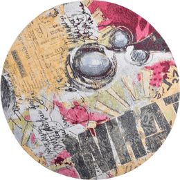 Gino Falcone Teppich &raquo;Cosima-107&laquo; rund 3 mm H&ouml;he flachgeweber Jaquard-Teppich, mit Chenillegarn, modernes Design bunt Polyester B : 100cm &Oslash; 100cm 1 Stk., 3mm, L: 