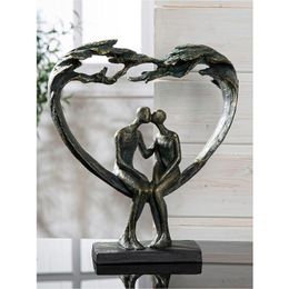 Casablanca by Gilde Dekofigur &raquo;Skulptur "Kiss under Tree"&laquo; Paar mit Herzmotiv und Antikfinish braun Kunstharz B/H/T: 26,5cm x 30cm x 8,5cm