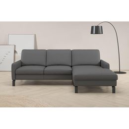 Home Affaire Ecksofa inkl. saugroboterfreundliche H&ouml;he & schmale Armlehnen grau 100% Leder B/H/T: 244cm x 86cm x 164cm, Dickleder, Longchair rechts, 