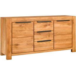 Home Affaire Sideboard F&auml;cher und Schubk&auml;sten mit Selbsteinzug, f&uuml;r komfortables Schlie&szlig;en braun Holz teilmassiv B/H/T: 172cm x 85cm, Eiche, 2 Stk.