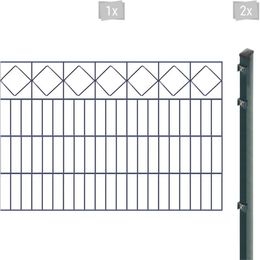 Arvotec Doppelstabmattenzaun &raquo;EXCLUSIVE 80 zum Einbetonieren "Karo" mit Zierleiste&laquo; Zaunh&ouml;he 80 cm, Zaunl&auml;nge 2 - 60 m grau Kunststoff, Stahl H/L: 80cm x 2m, 