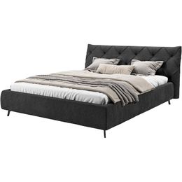 Home Affaire Polsterbett &raquo;Elloree, in 4 Breiten bis 200cm, auch in Leder&laquo; Kopfteilh&ouml;he 105 cm, belastbar bis 280 kg, auch in &Uuml;berl&auml;nge 220cm schwarz 